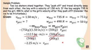 Conservation of Momentum. Grade 9 lesson. | PPTX