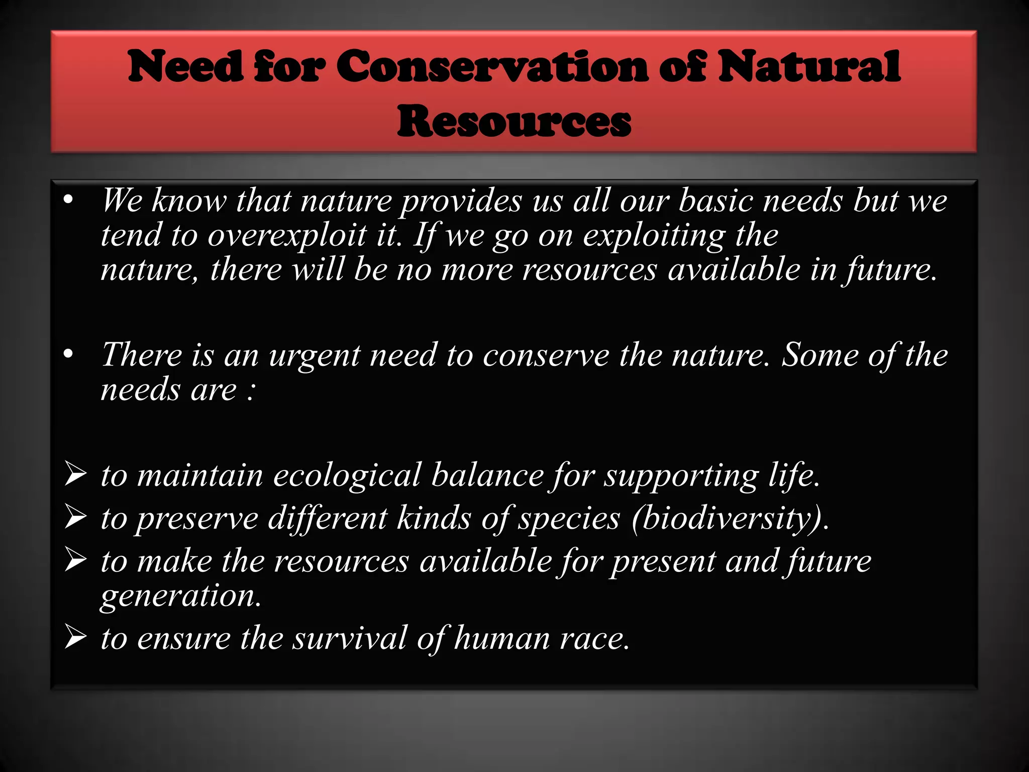 Conservation of natural resources | PPTX