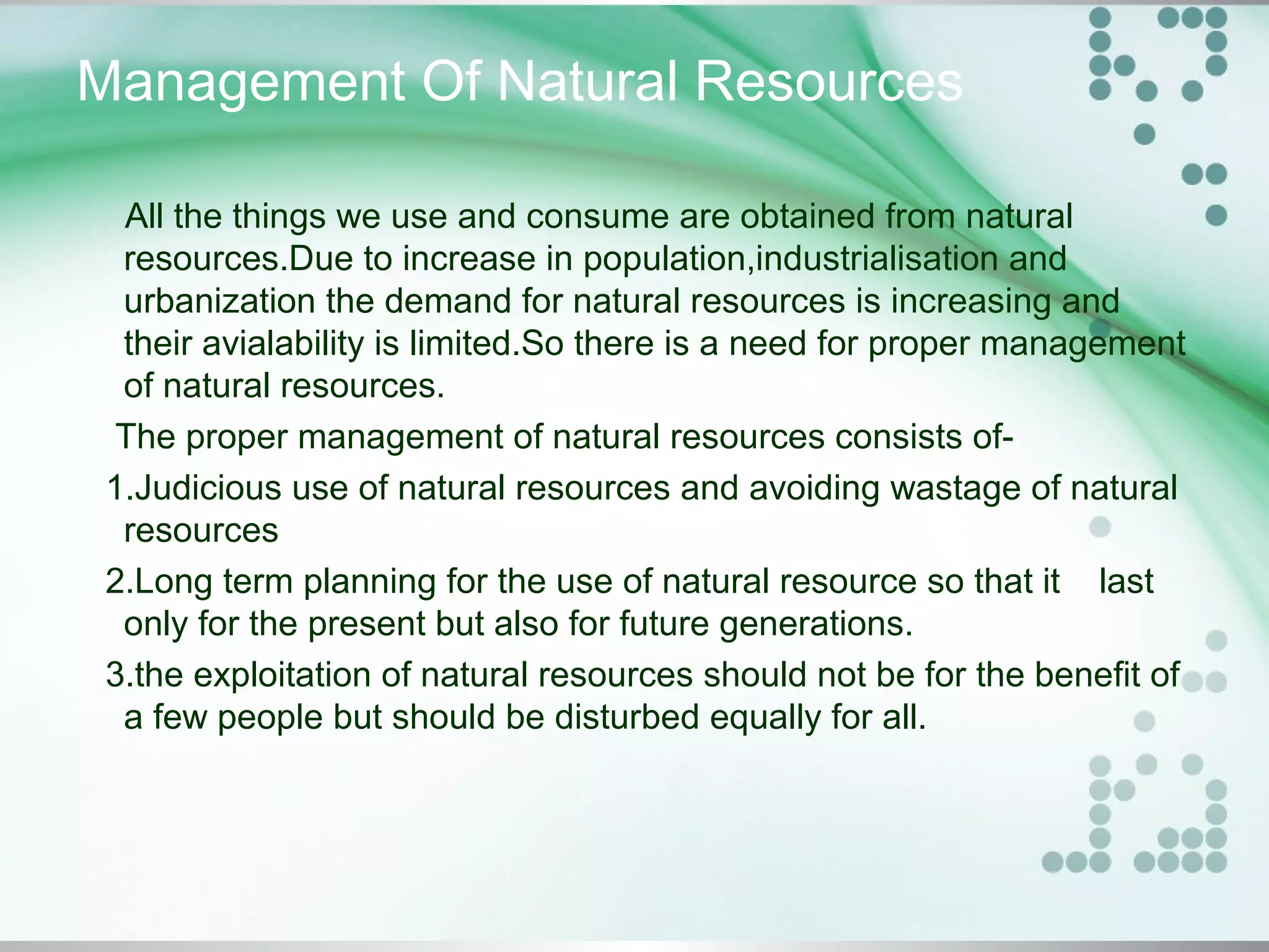 Conservation of natural resources | PPT