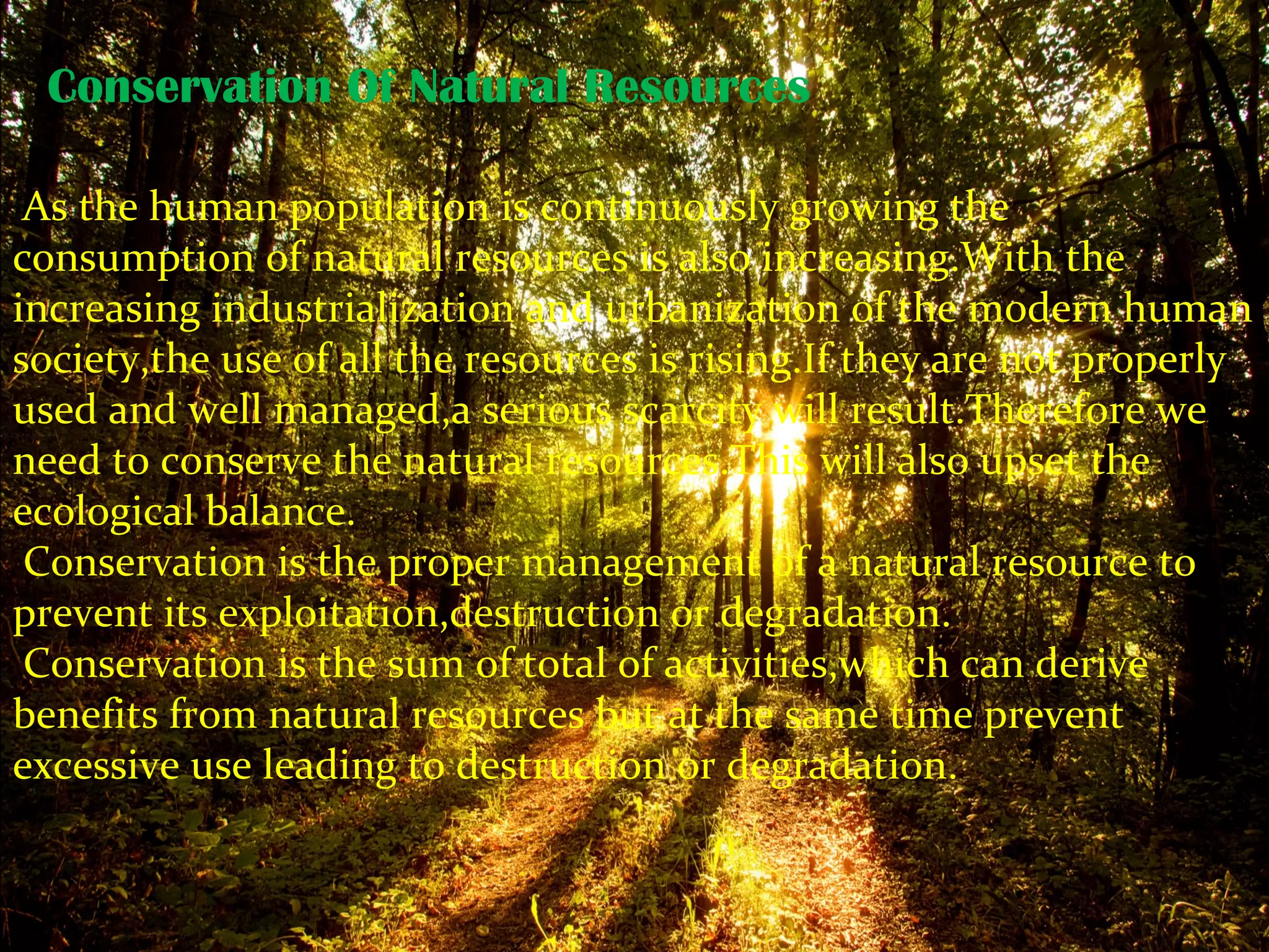 Conservation of natural resources | PPT