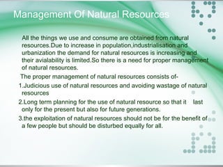 Conservation Of Natural Resources Project