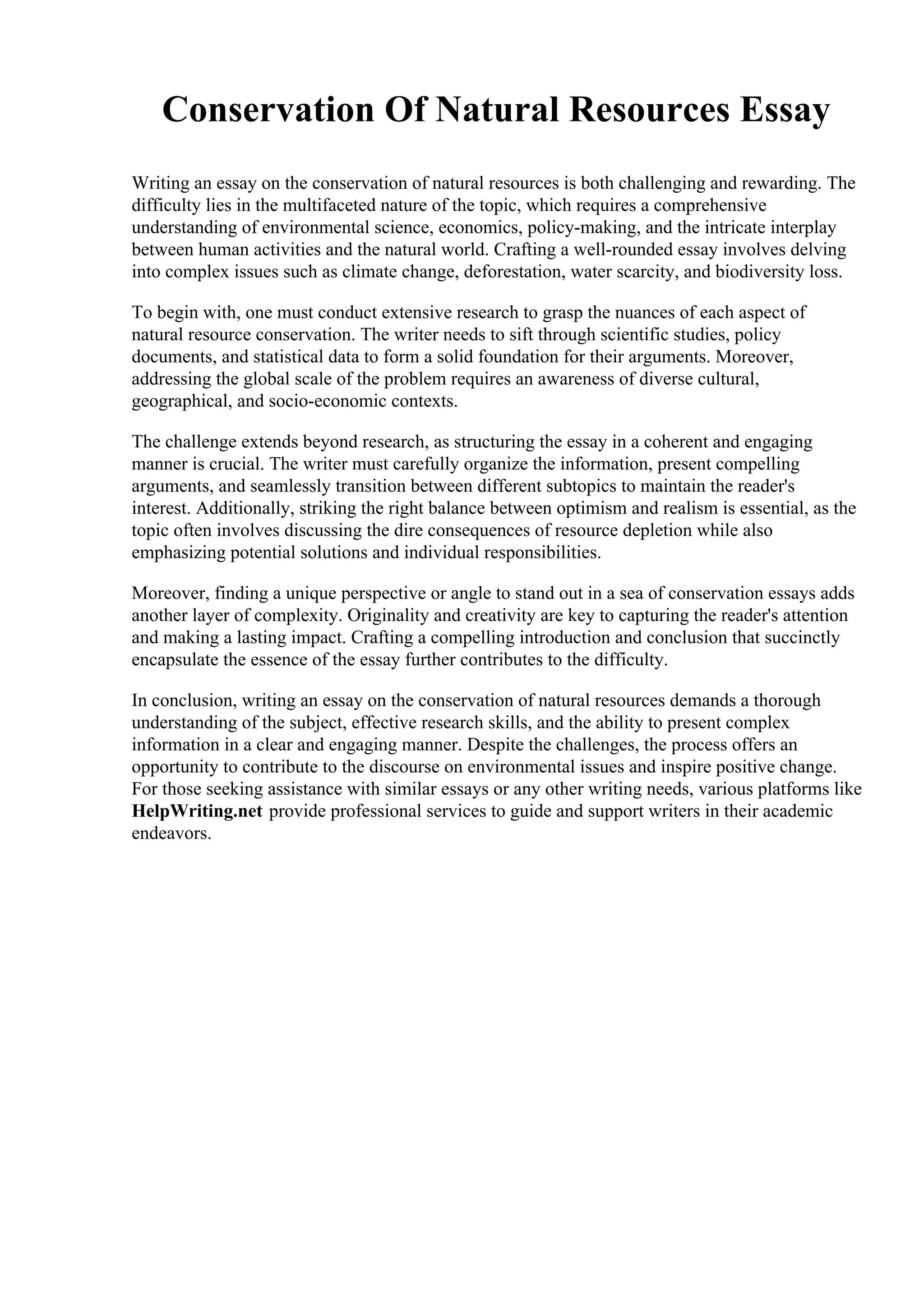 Conservation Of Natural Resources Essay.pdf