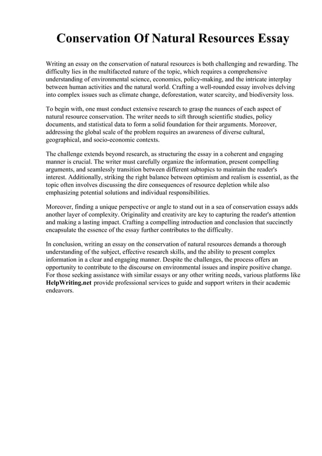 Conservation Of Natural Resources Essay.pdf