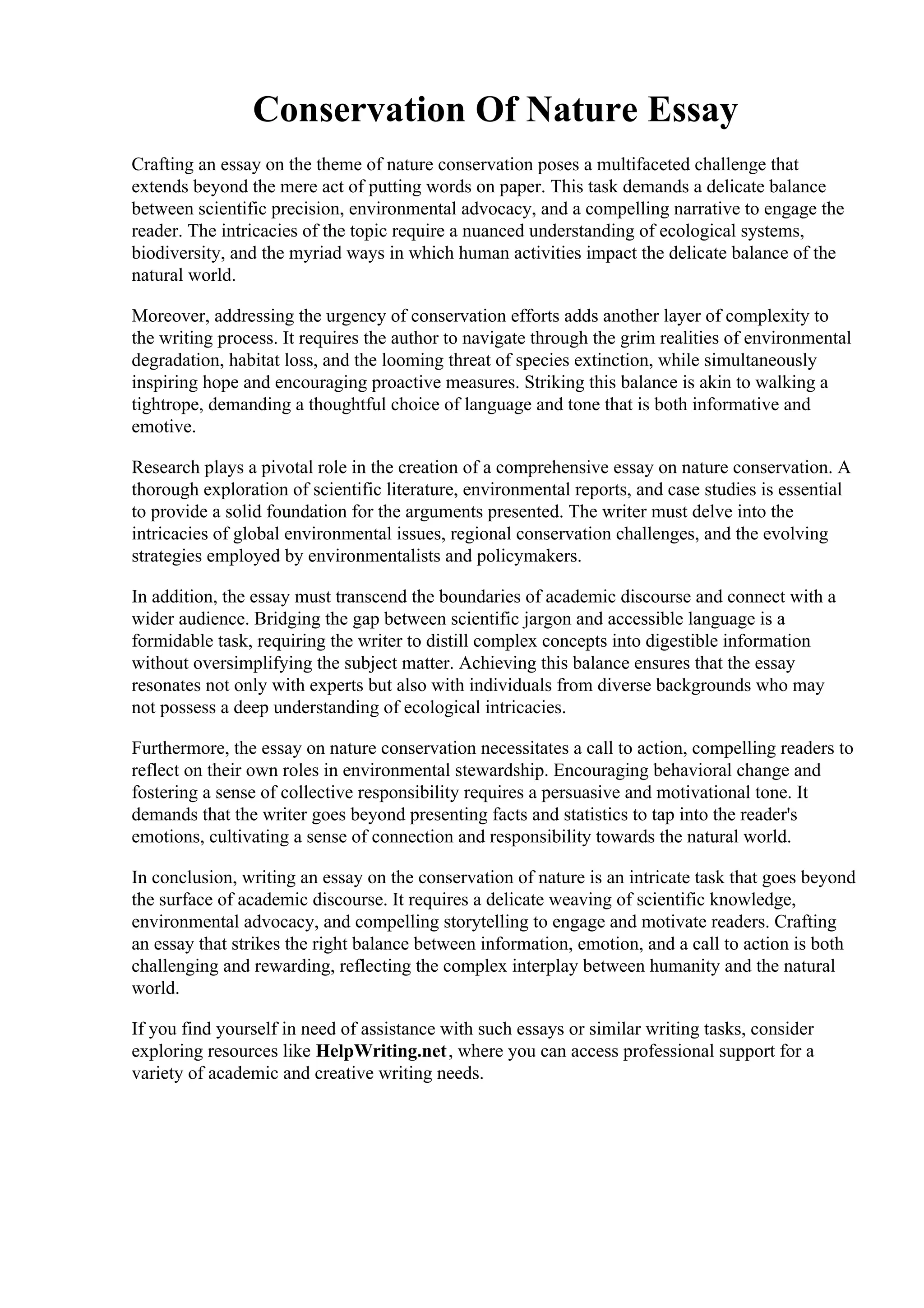 Conservation Of Nature Essay. Paragraph on Nature Conservation in ...