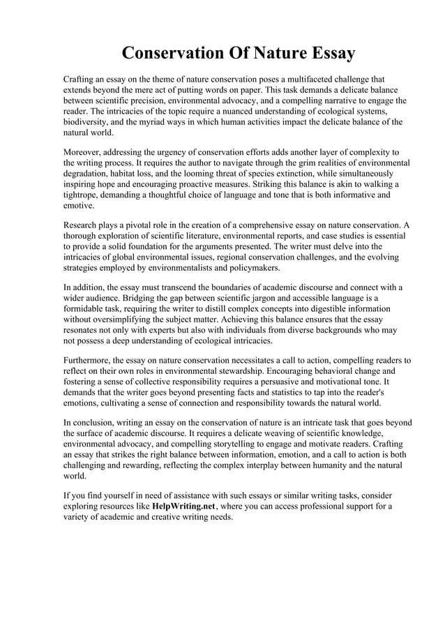 Conservation Of Nature Essay. Paragraph on Nature Conservation in ...