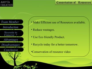 Conservation of resources | PPT