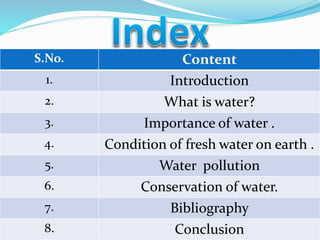 Conservation of water | PPTX | Chemistry | Science