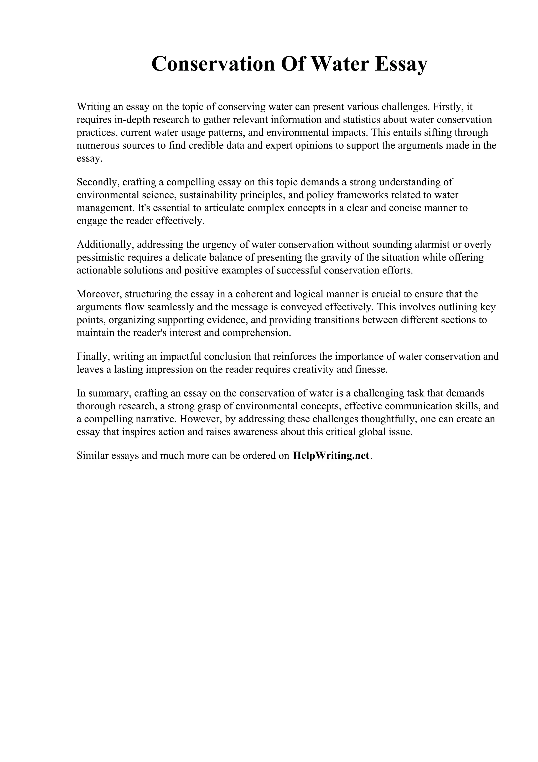 Conservation Of Water Essay.pdf