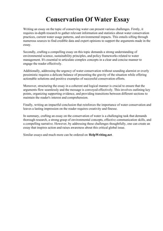 Conservation Of Water Essay.pdf