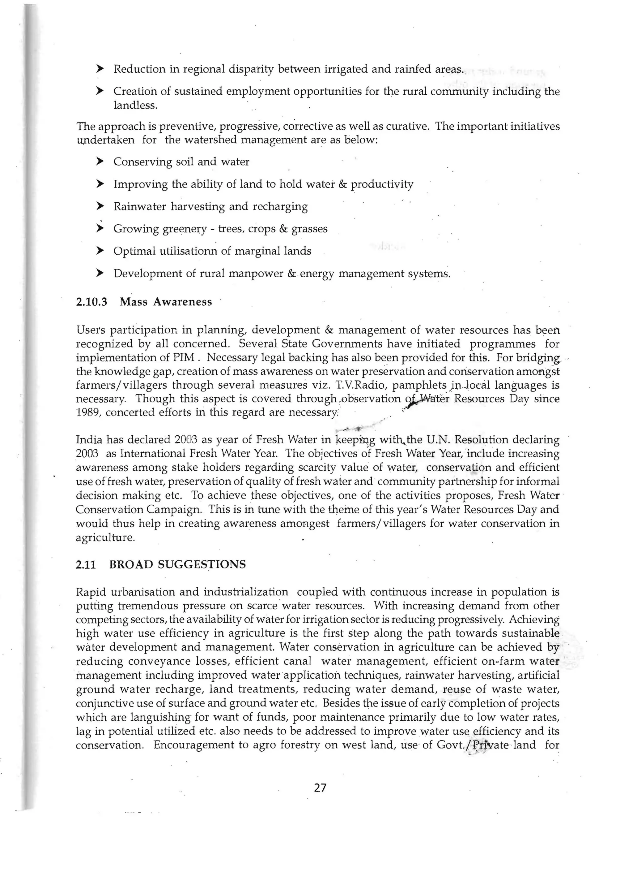 CONSERVATION OF WATER IN AGRICULTURE AND INDUSTRIAL SECTORS - 2003 | PDF