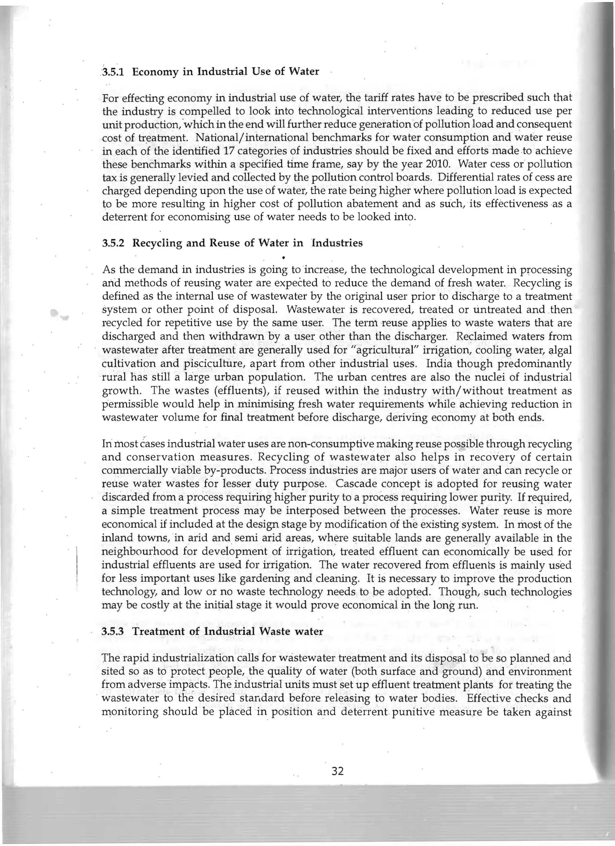 CONSERVATION OF WATER IN AGRICULTURE AND INDUSTRIAL SECTORS - 2003 | PDF