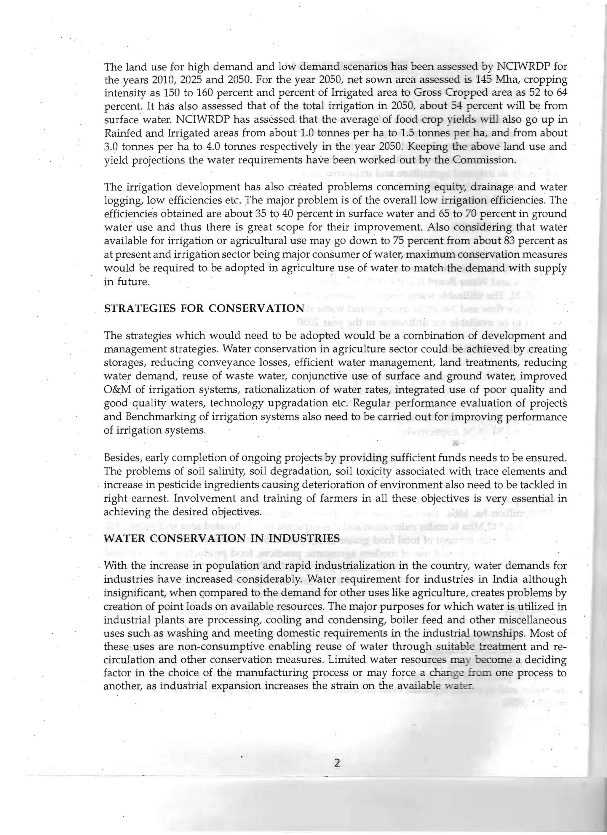 CONSERVATION OF WATER IN AGRICULTURE AND INDUSTRIAL SECTORS - 2003 | PDF