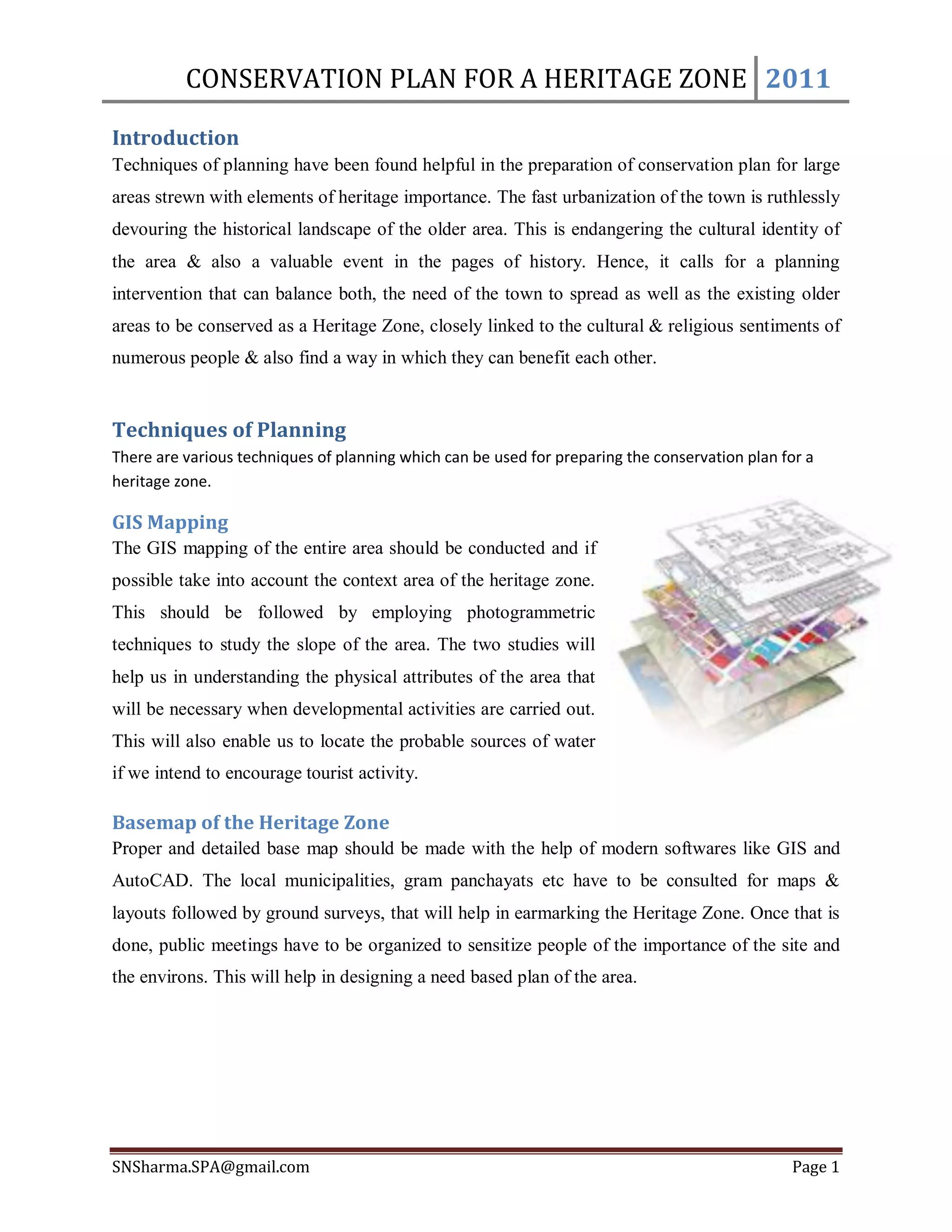 Conservation plan and application of planning techniques | PDF
