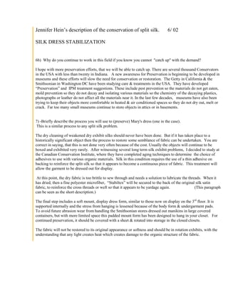 Conservation & preservation of Historic Silk - JenniferHein Textile ...