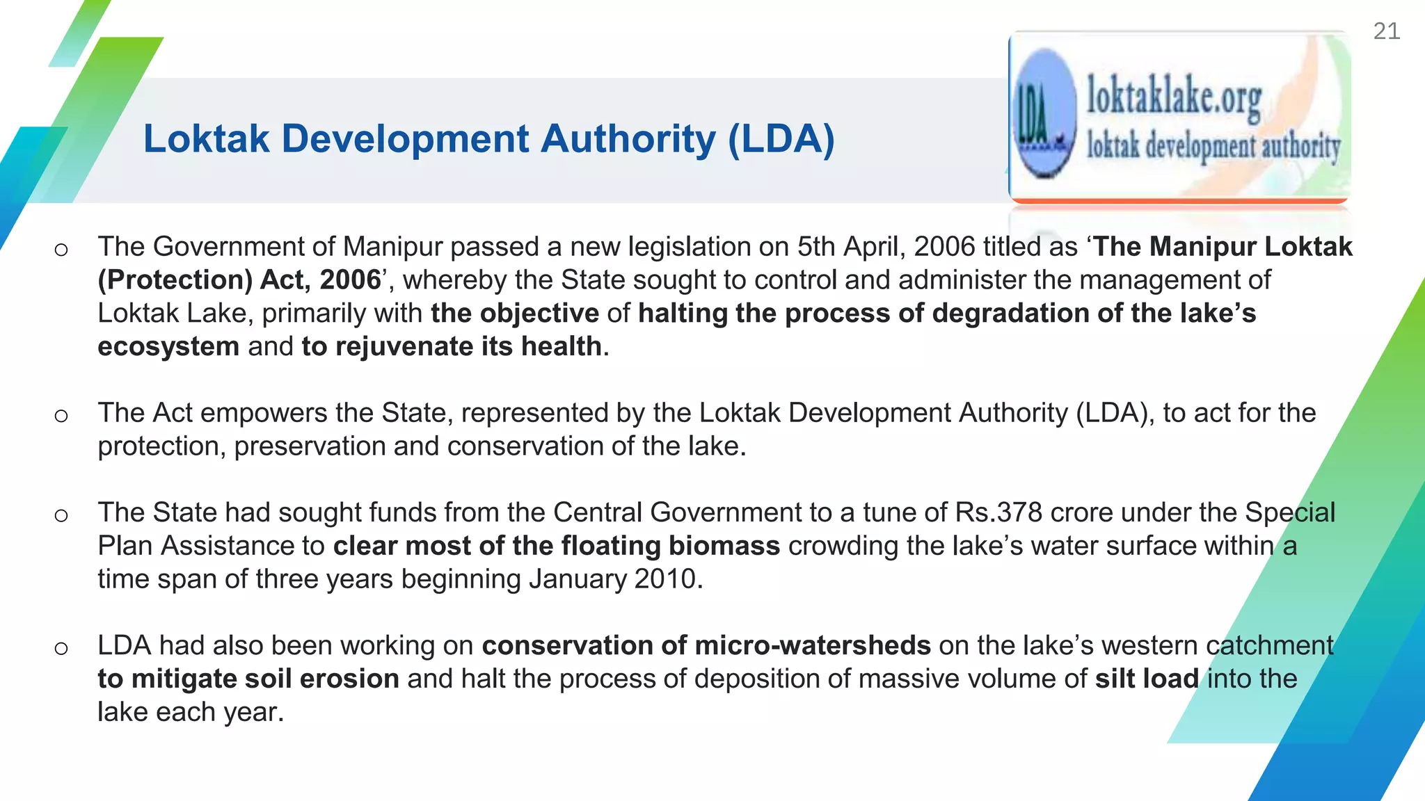 Conservation strategies for LOKTAK lake ecosystem | PPTX