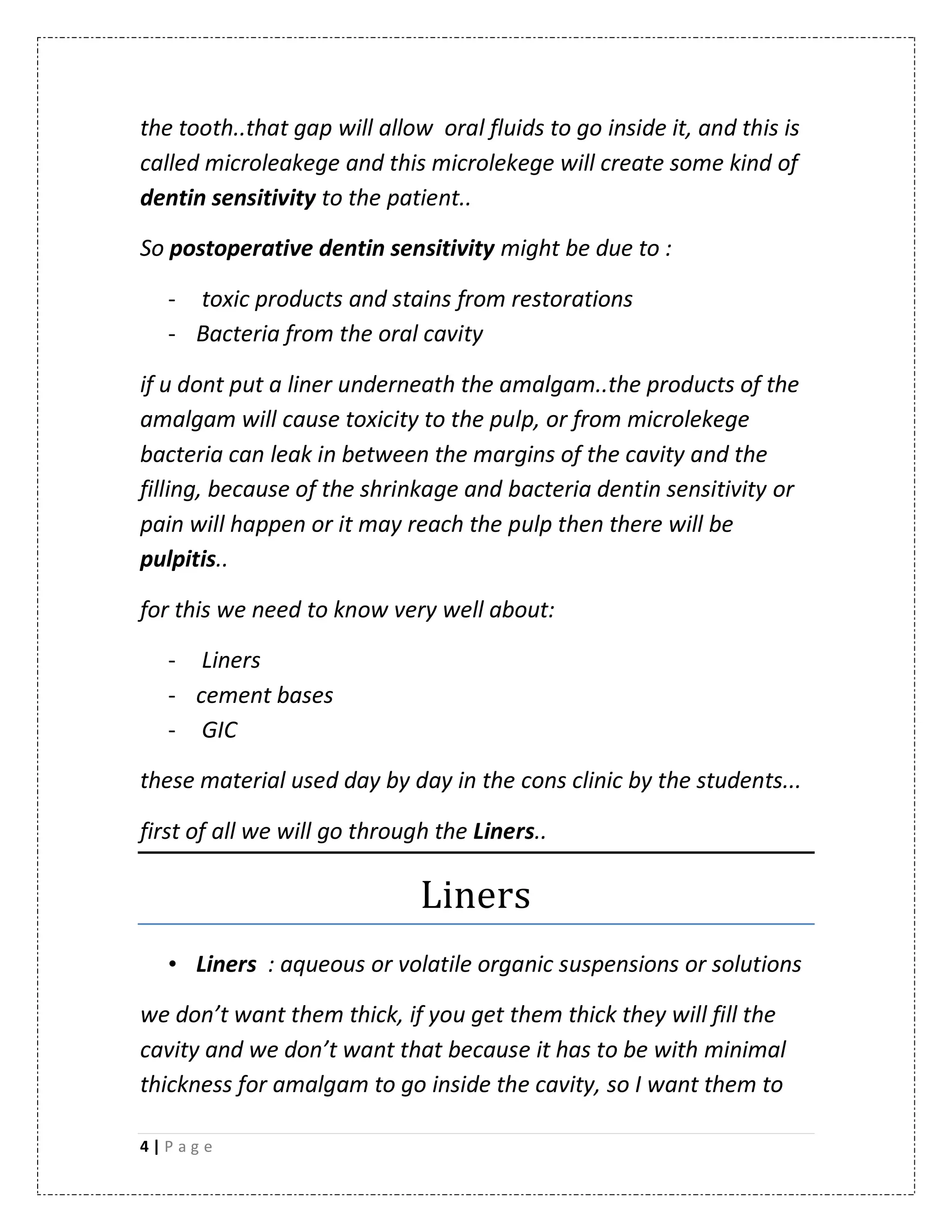Conservative iv script-2-cavity-liners-and-bases | PDF
