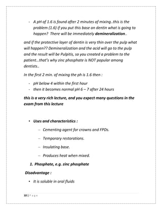 Conservative iv script-2-cavity-liners-and-bases | PDF | Dental Health | Diseases and Conditions