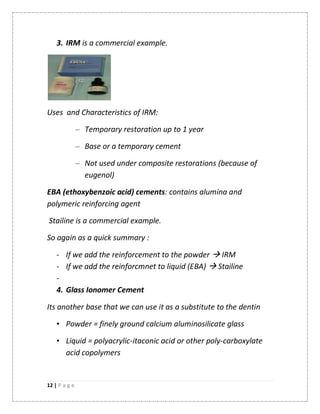 Conservative iv script-2-cavity-liners-and-bases | PDF | Dental Health | Diseases and Conditions