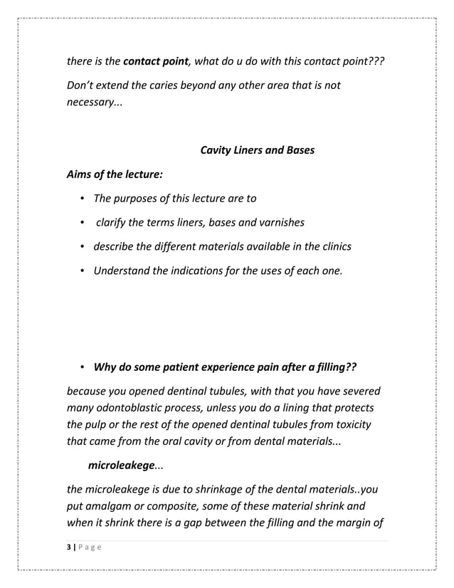 Conservative iv script-2-cavity-liners-and-bases | PDF | Dental Health | Diseases and Conditions