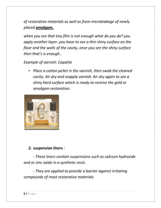 Conservative iv script-2-cavity-liners-and-bases | PDF | Dental Health | Diseases and Conditions