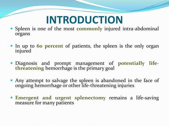 Conservative management of spleenic injury by dr. raheel anis. | PPTX