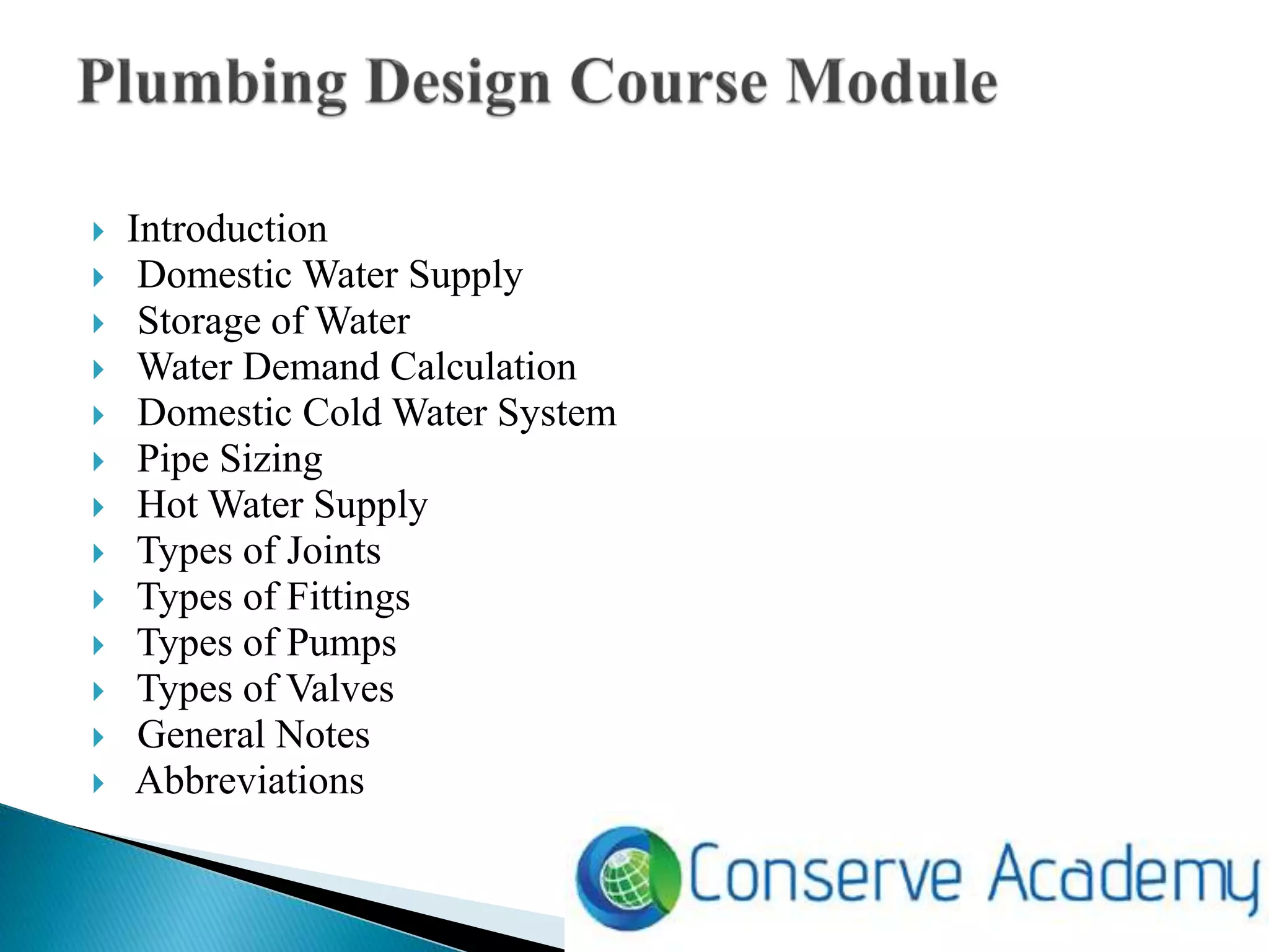 Plumbing Design Engineering Courses at Trichy | PPTX