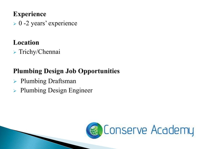 Plumbing Design Engineering Courses at Trichy | PPTX