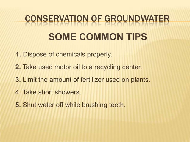 Conservation of groundwater | PPTX