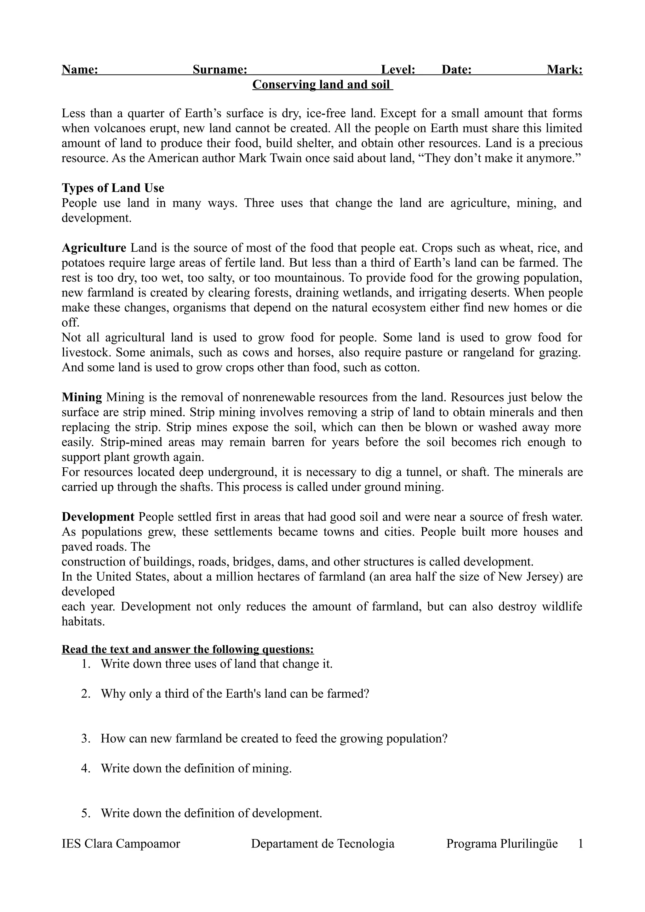 Conserving land and soil | PDF