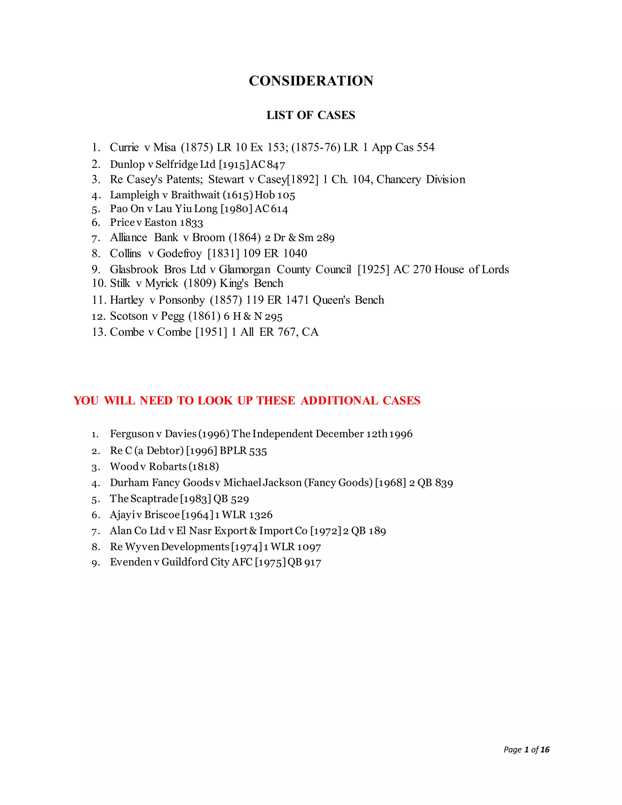 Consideration case law | DOCX