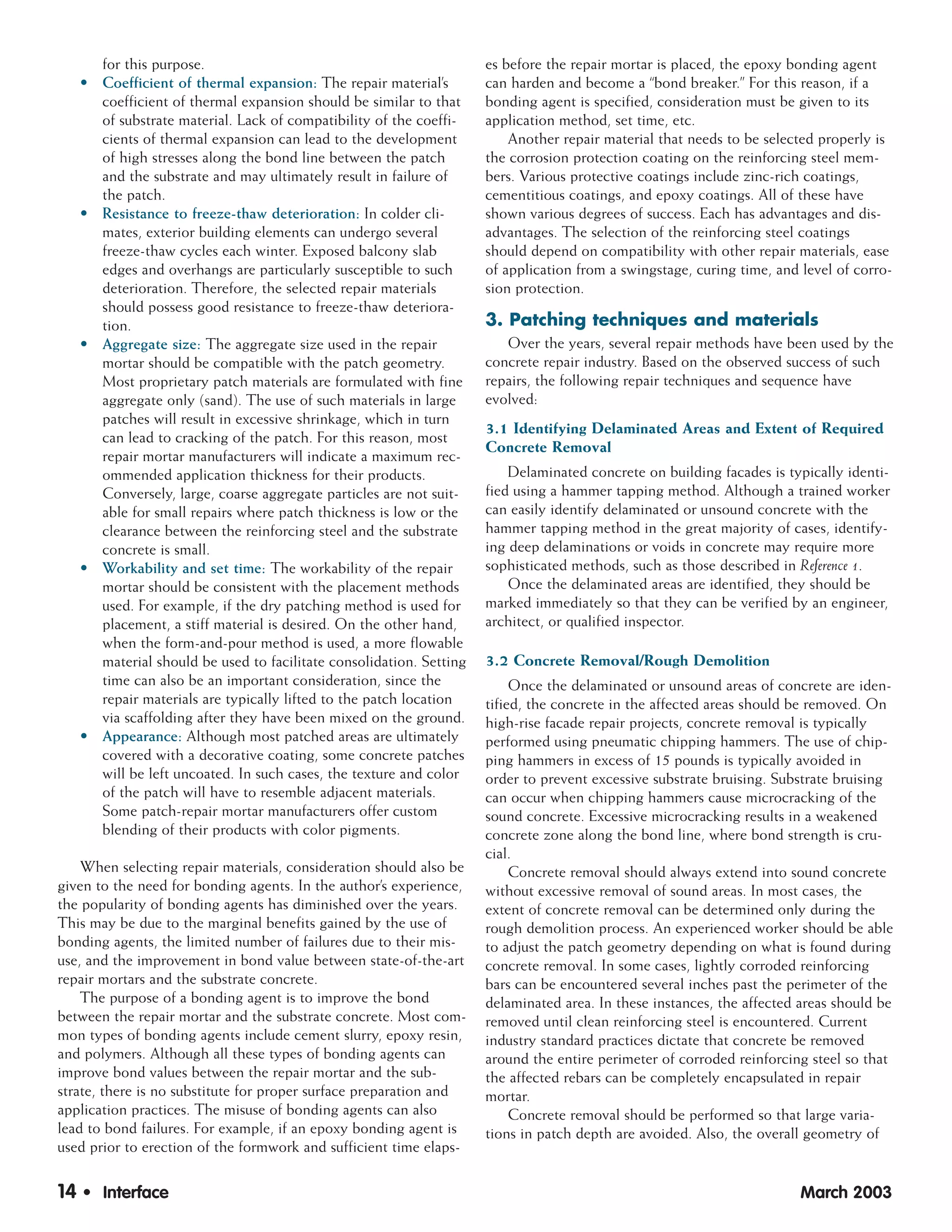 Consideration for repair of concrete building facades | PDF