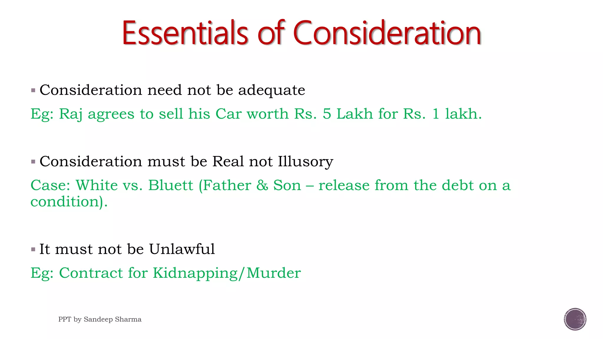 "Consideration" (Chapter 7) - Business Law | PPTX