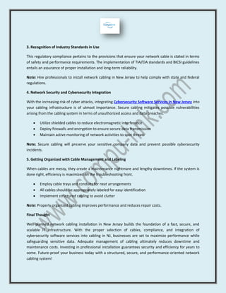 Considerations for New Jersey Network Cabling Installation | PDF