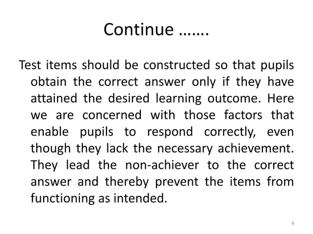 Considerations in preparing relevant test items | PPTX | Standardized ...