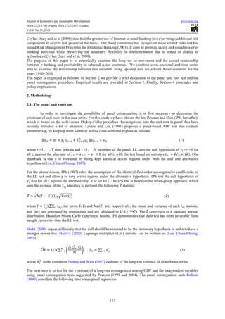 Consideration the effect of e banking on bank profitability; case study selected asian countries ...