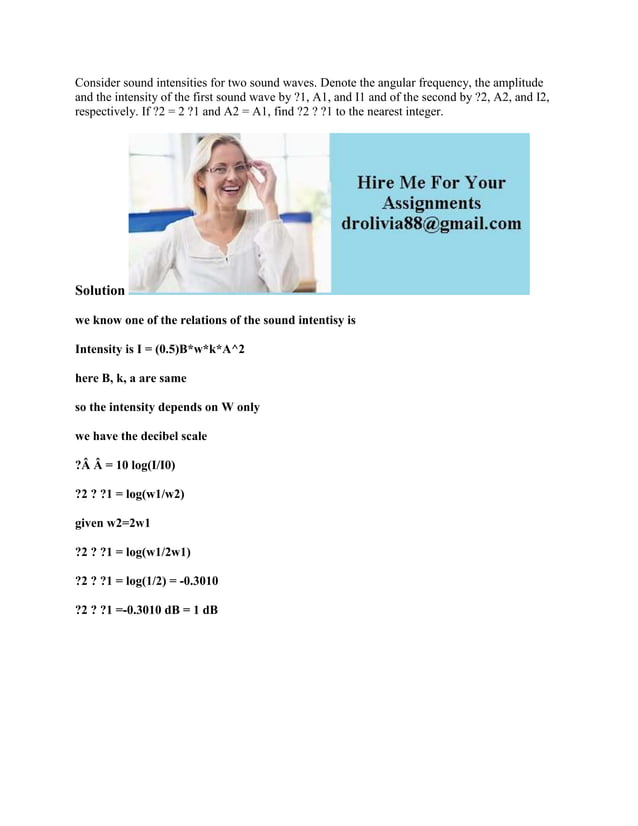 Consider sound intensities for two sound waves- Denote the angular fre.docx