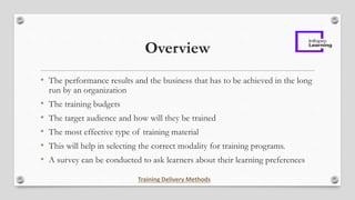 Consider the Following Before Choosing a Training Delivery Modality | PPT