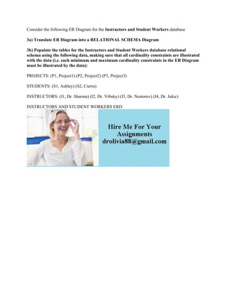 Consider the following ER Diagram for the Instructors and Student Work ...