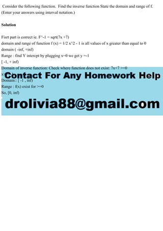 Consider the following function. Find the inverse function State the.pdf