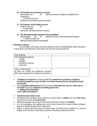 CA-CPT Accounts - Consignment Revision Sheet & Imp MCQs | PDF