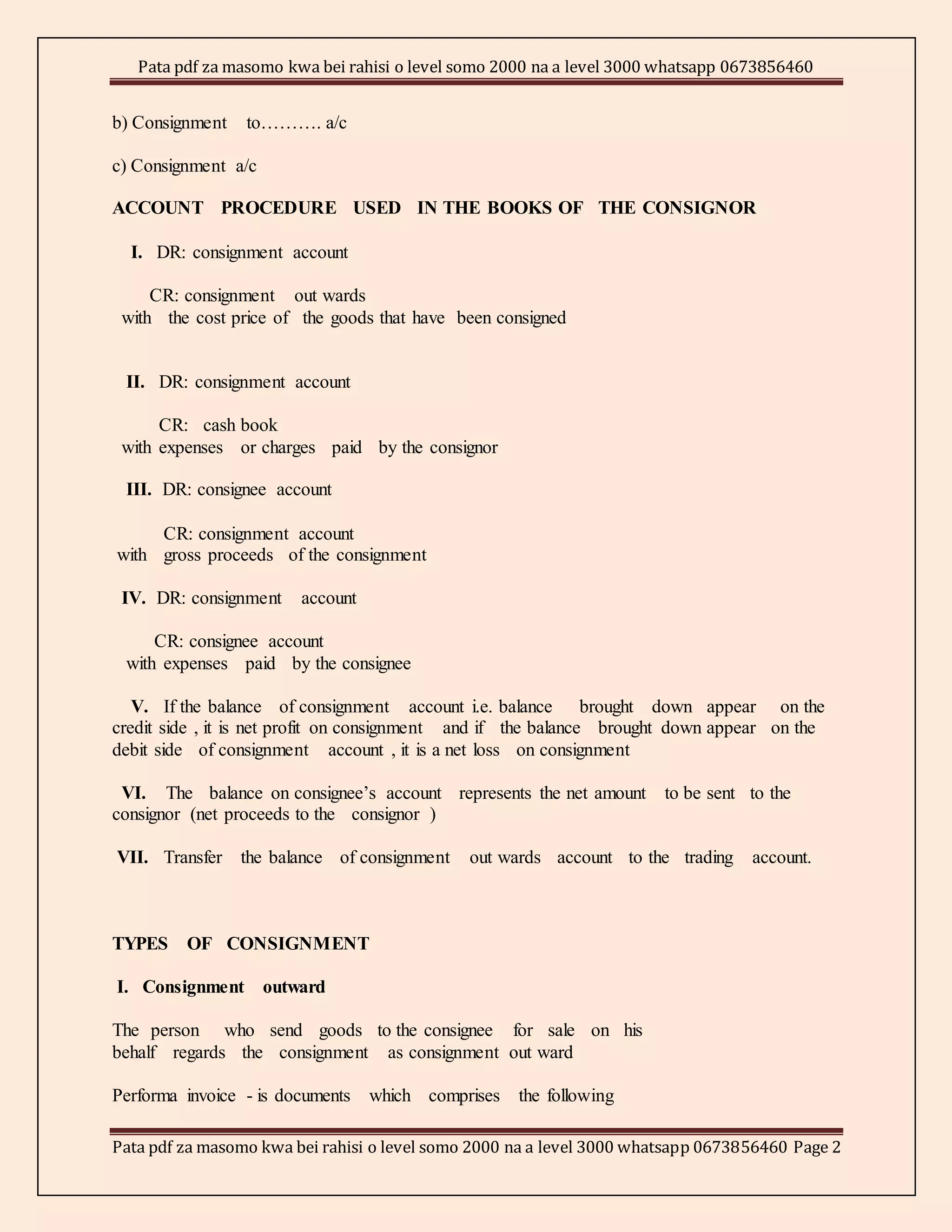 Consignment account | DOCX