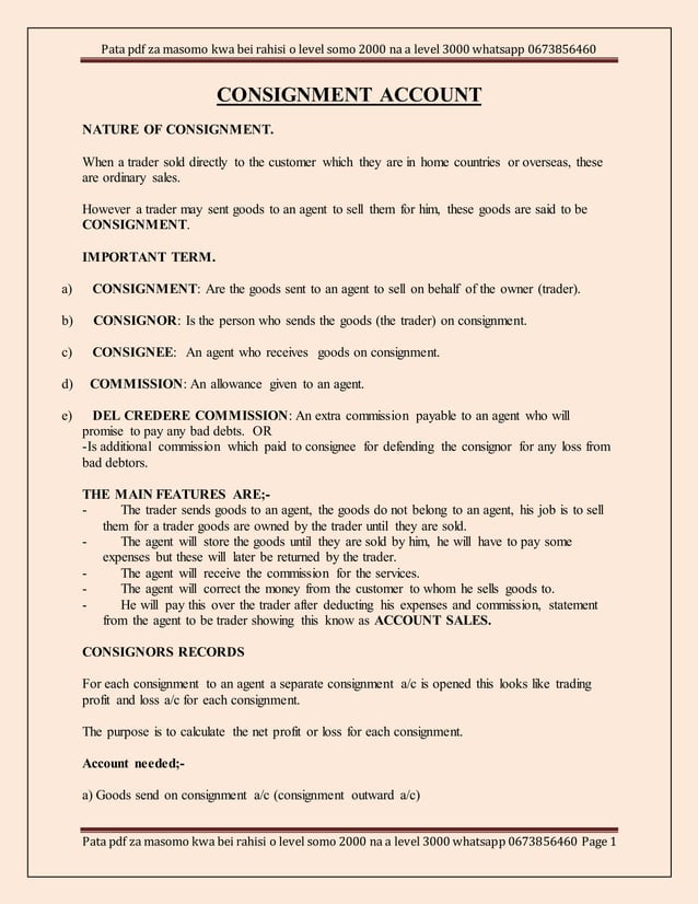 Consignment account | DOCX