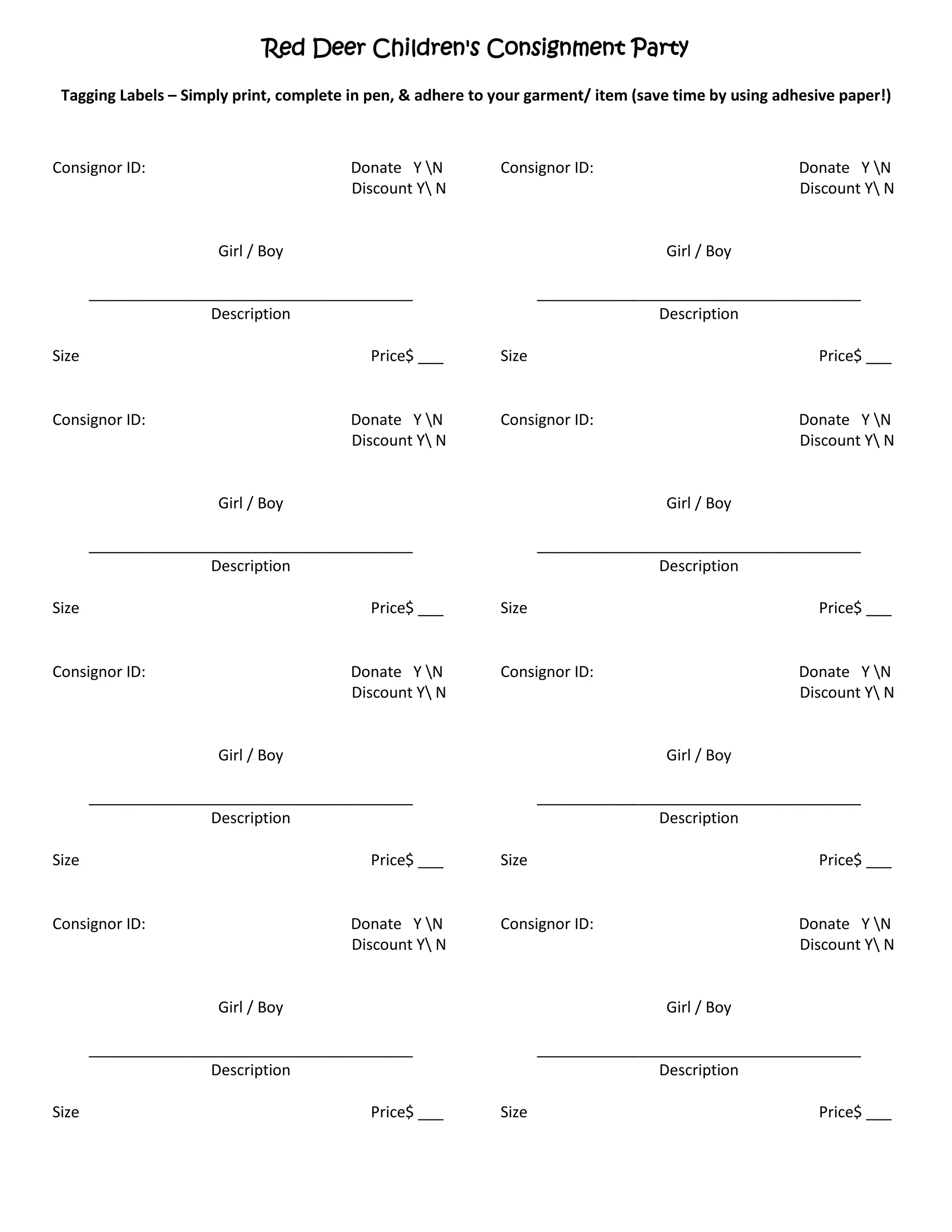 Consignor Tagging Template | PDF