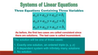 Consistency of linear equations in two and three variables | PPTX