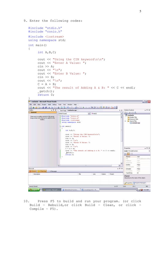Console Application Using Visual C/C++ | PDF | Computing | Technology & Computing