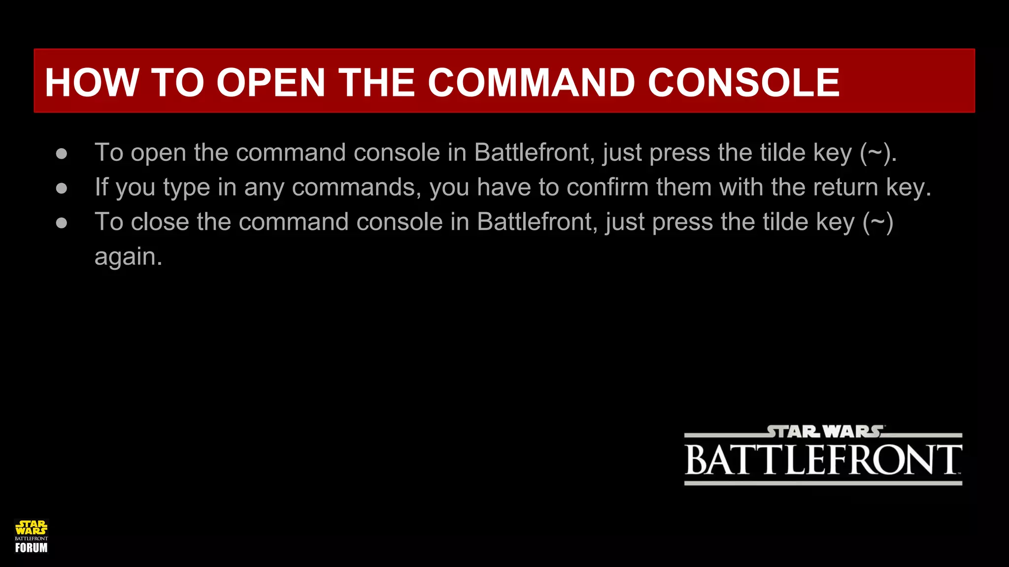 Star Wars Battlefront - Console Commands | PDF