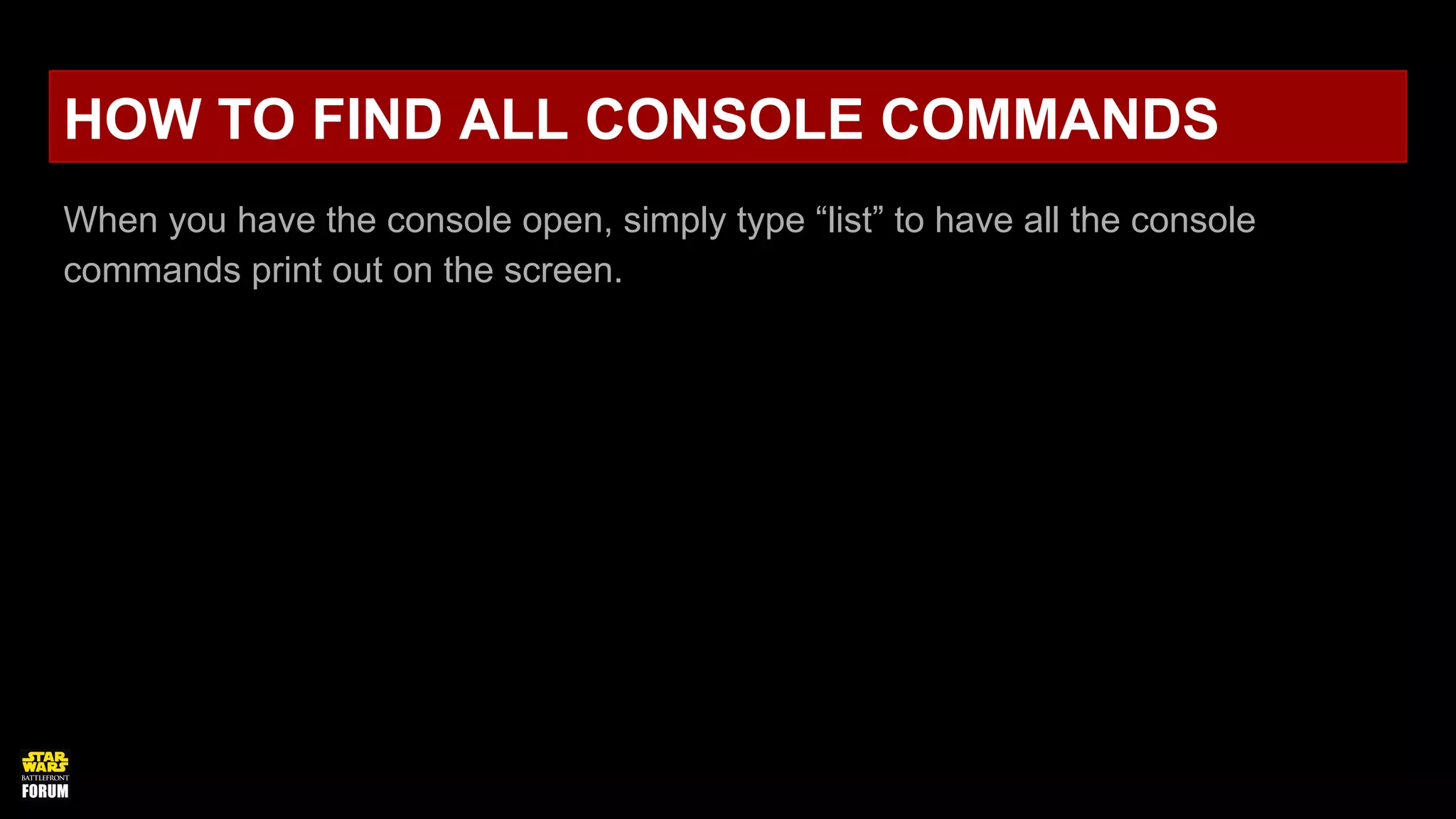 Star Wars Battlefront - Console Commands | PDF