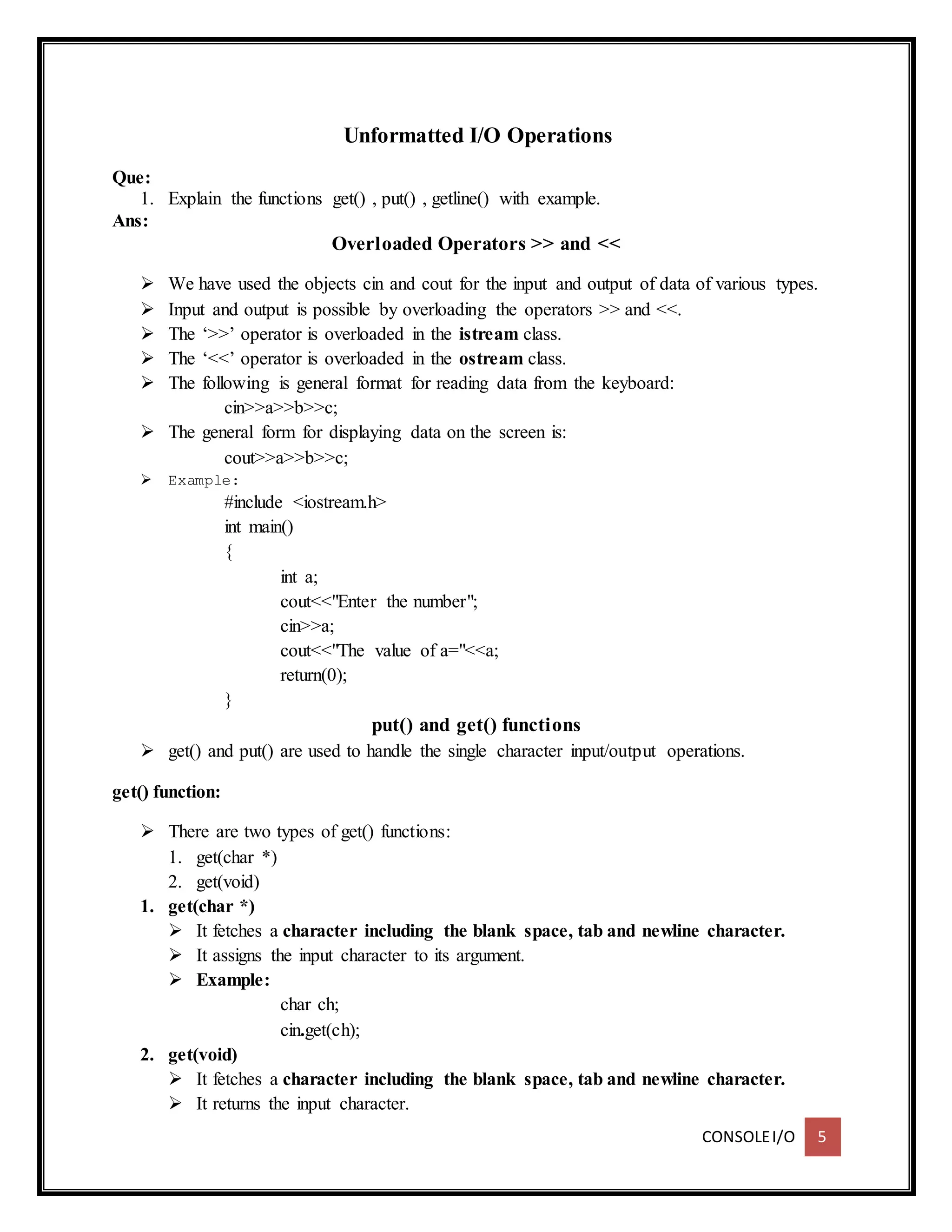 Console i/o for c++ | DOCX