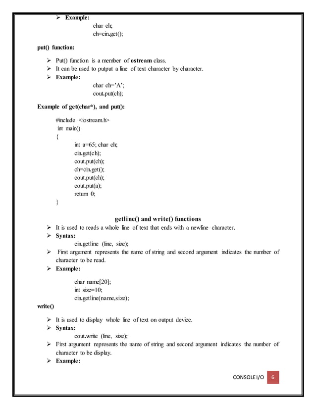 Console i/o for c++ | DOCX | Programming Languages | Computing