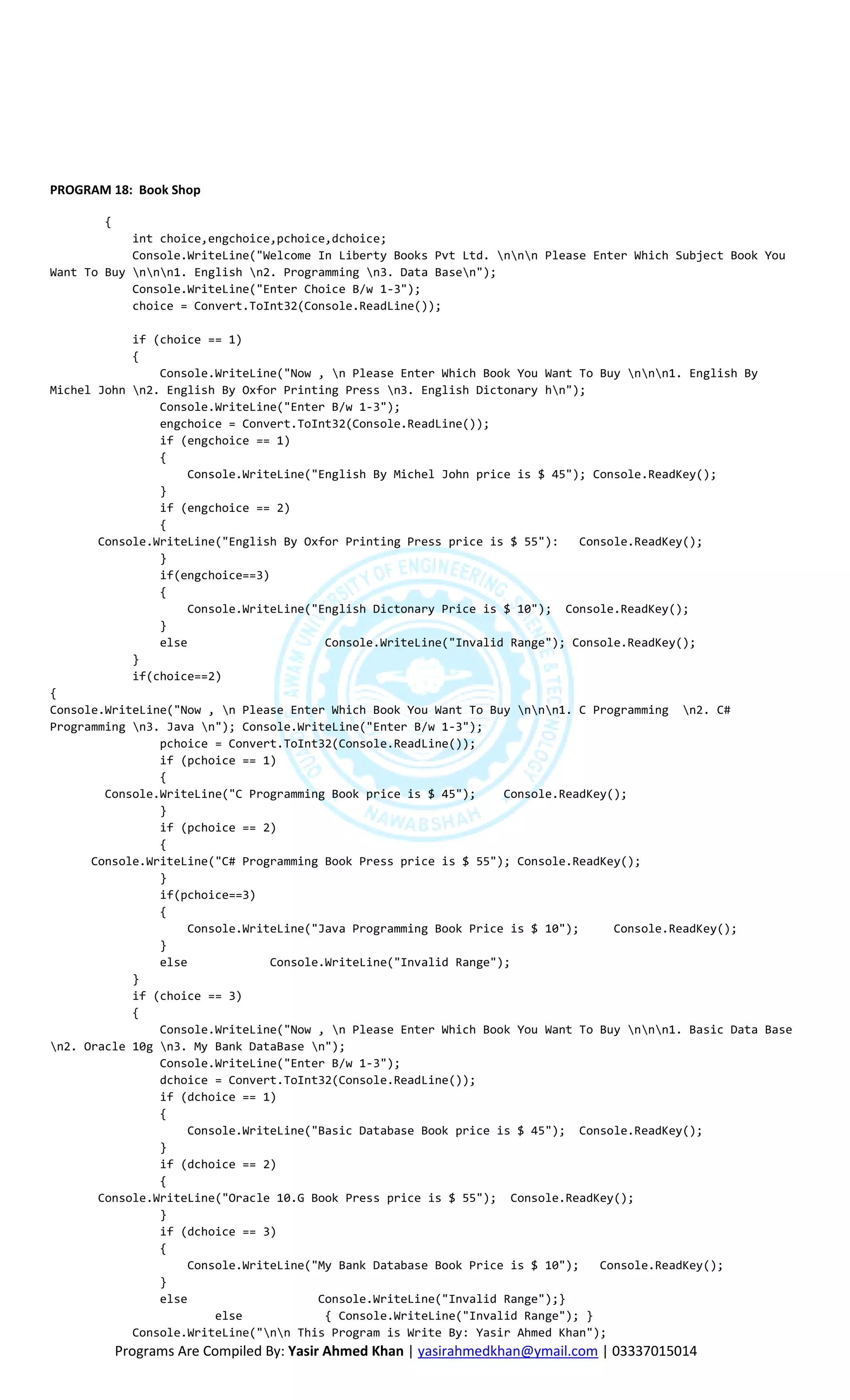 Console programms | PDF | Programming Languages | Computing